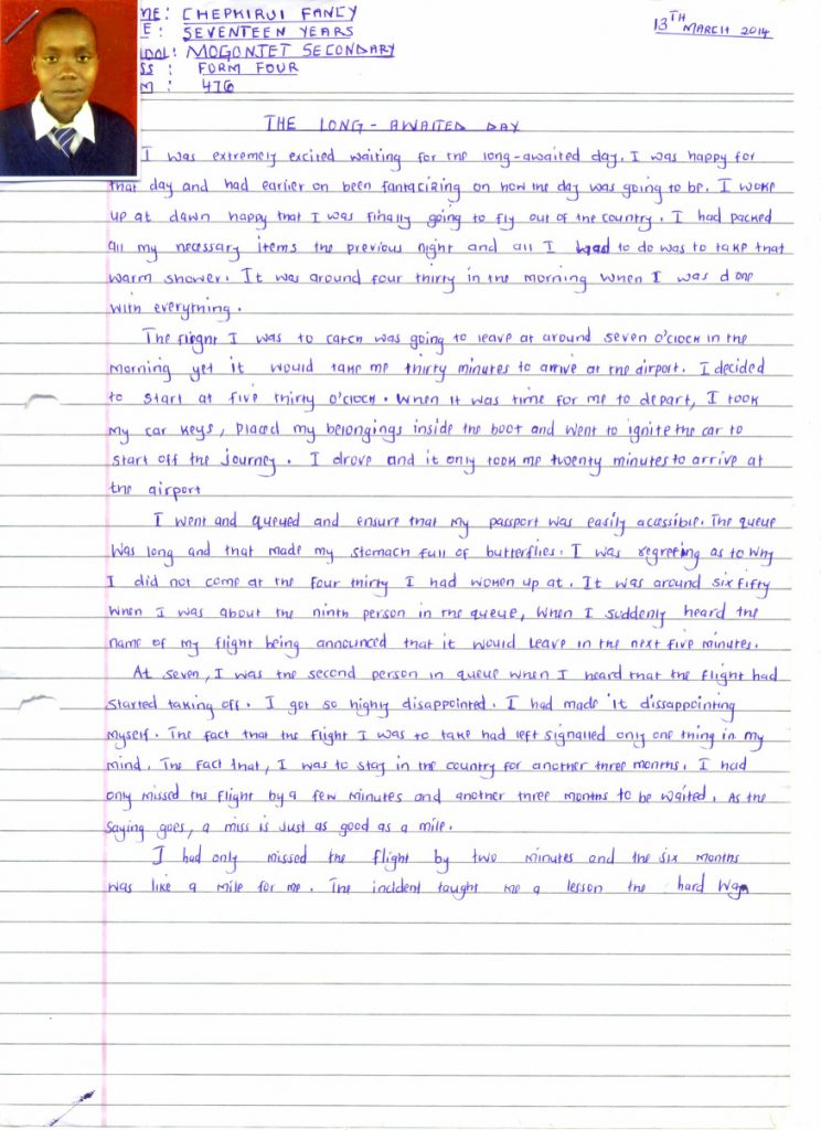 Fancy Chepkirui - finalist in last year’s writing competition