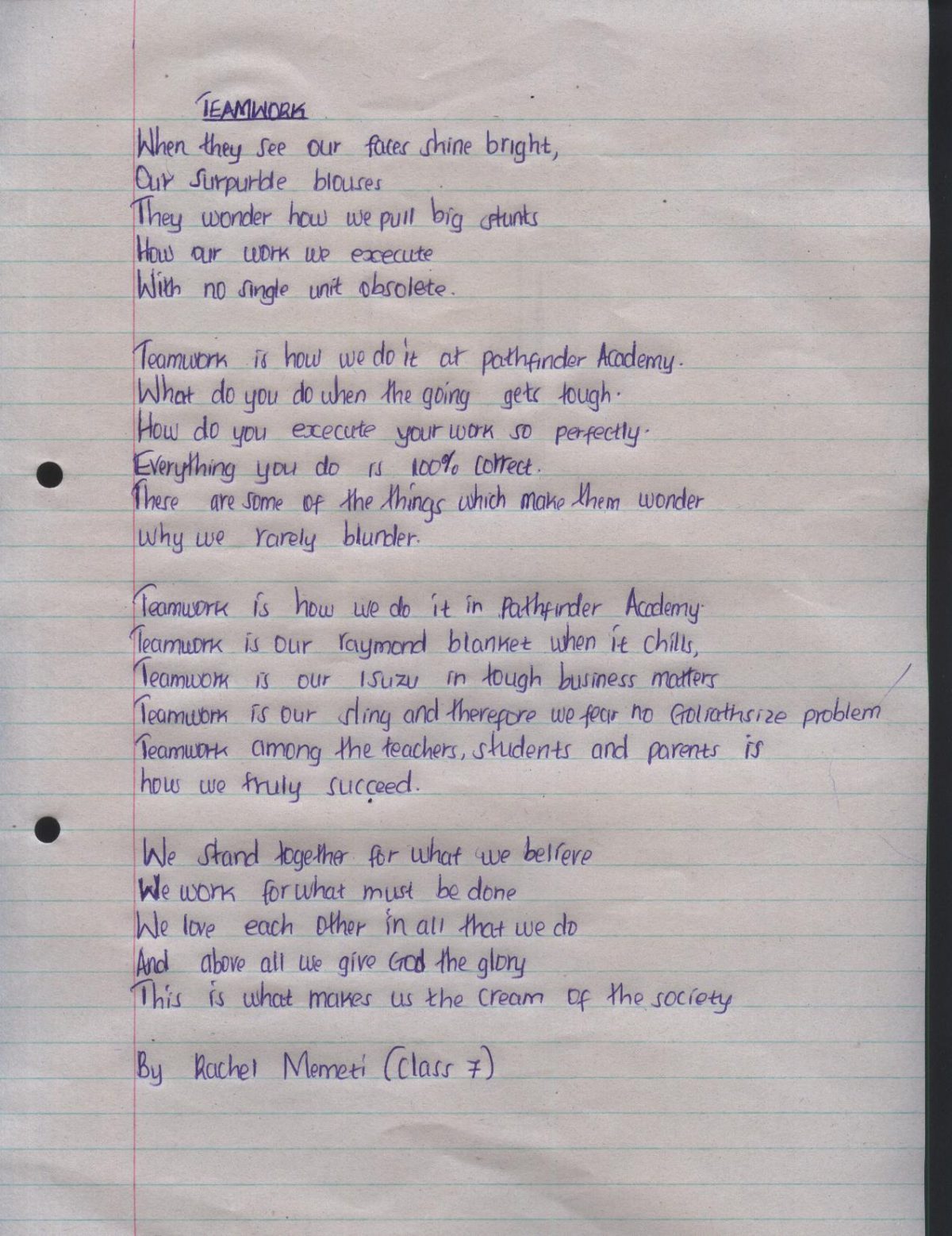 Teamwork - A poem by Rachel Memeti - Lift the Lid